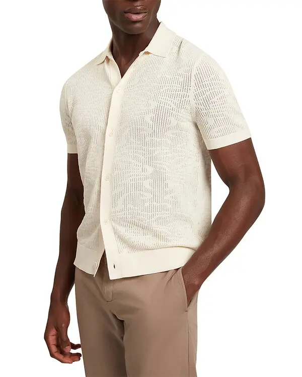 Ted Baker London Jorien Short Sleeve Crochet Stitch Button Through Shirt