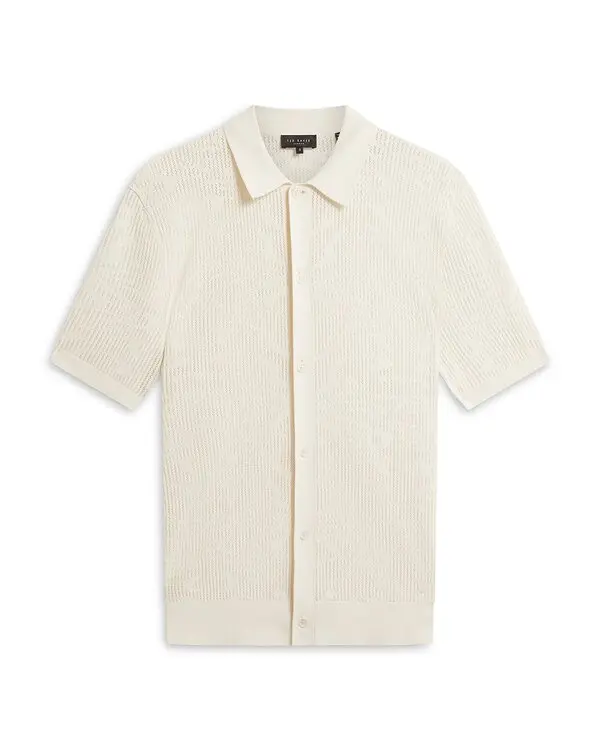 Ted Baker London Jorien Short Sleeve Crochet Stitch Button Through Shirt