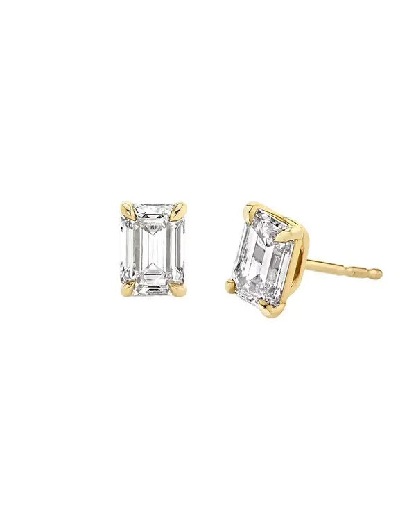 VRAI 14k Emerald Lab Grown Diamond Stud Earrings - Gold