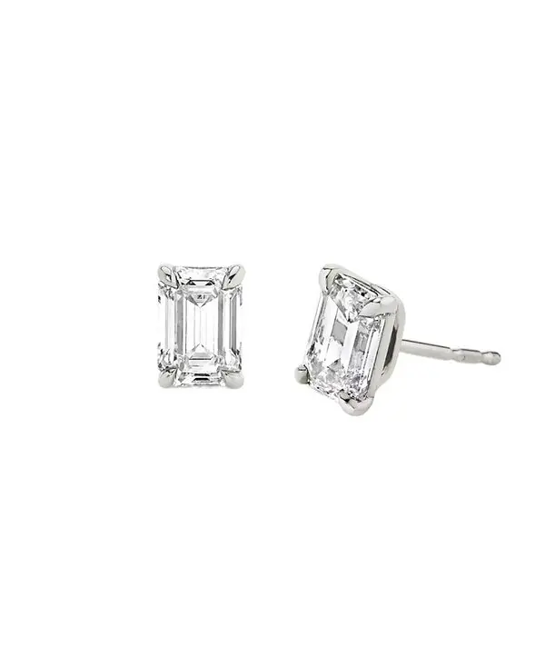VRAI Solitaire Stud Earrings In 14k 1.5ctw Emerald Lab Grown Diamond - White