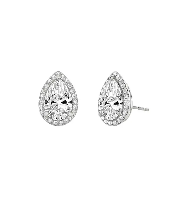 VRAI Halo Stud Earrings In 14k Gold, 1.5ctw Pear Lab Grown Diamond - White