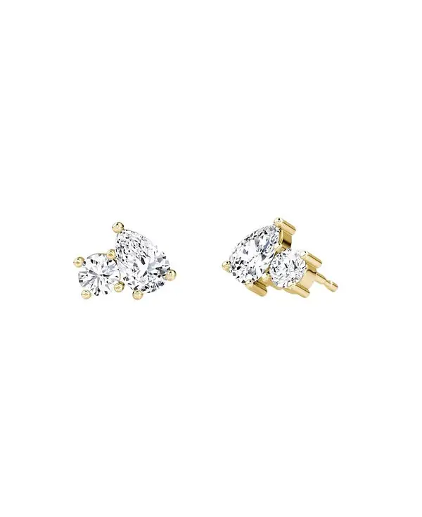 VRAI Toi Et Moi Studs In 14k Yellow 0.82ctw Round Brilliant & Pear Lab Grown Diamonds - Gold