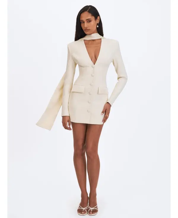 MISS CIRCLE NEW YORK Jeannie Blazer Mini Dress With Scarf