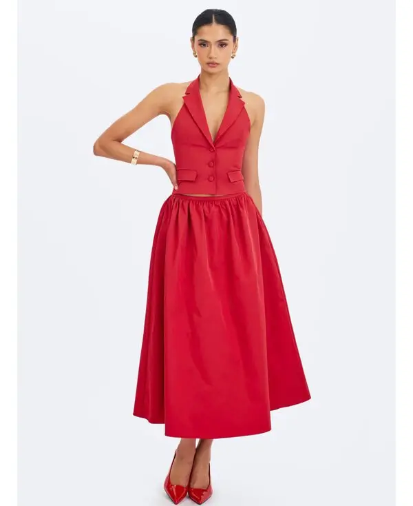 MISS CIRCLE NEW YORK Ursella Halter Single-breasted Lapel Top