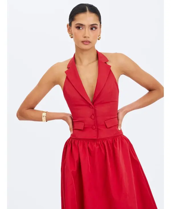 MISS CIRCLE NEW YORK Ursella Halter Single-breasted Lapel Top