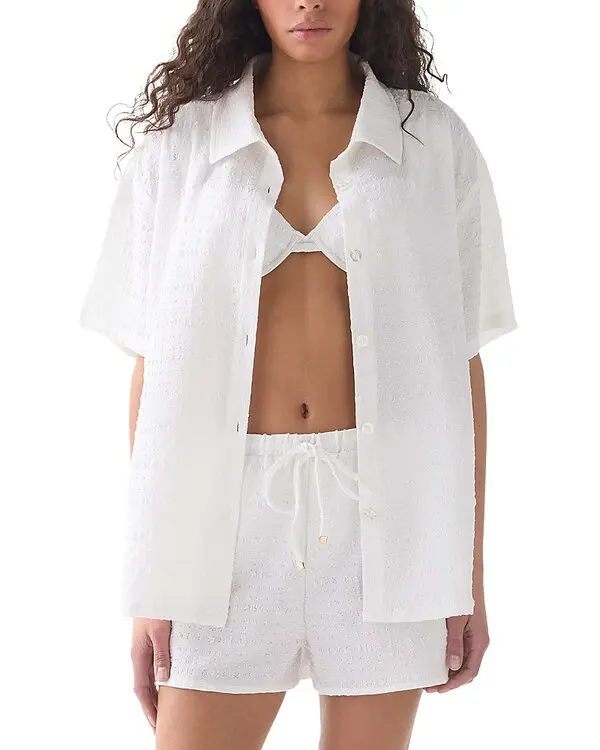 Kate Spade New York Short Sleeve Cover Up Shirt - White