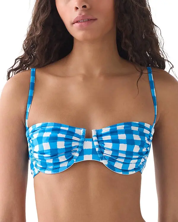 Kate Spade New York Shirred Underwire Bralette Bikini Top - Santorini Blue