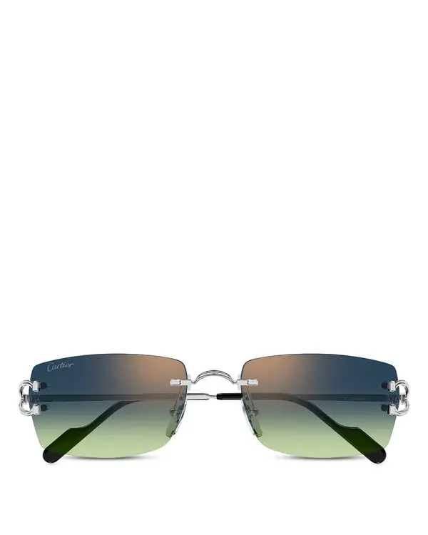 Cartier Rectangular Rimless Sunglasses - Silver/blue