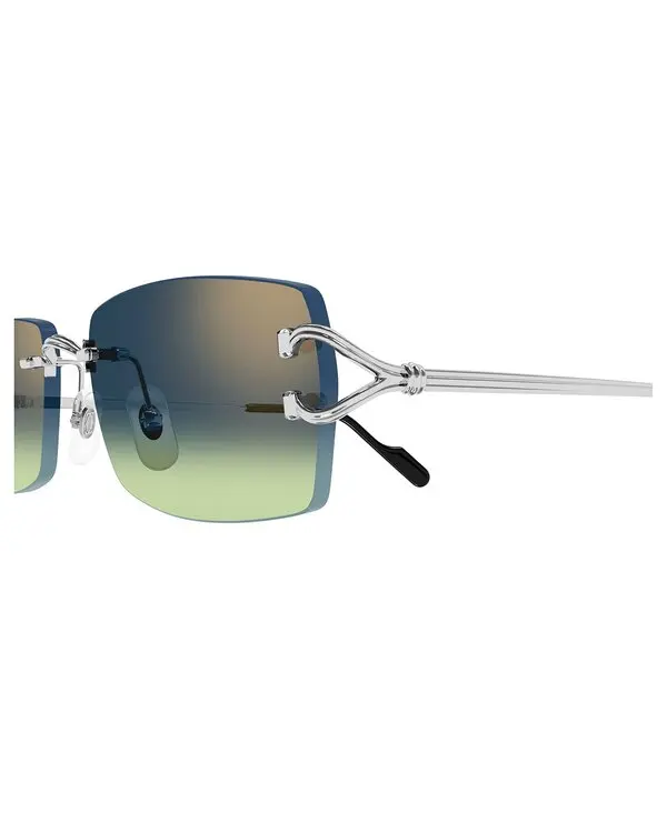 Cartier Rectangular Rimless Sunglasses - Silver/blue