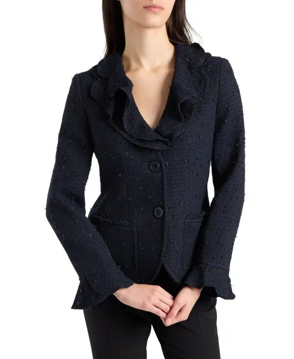 Santorelli Celeste Ruffle Tweed Jacket