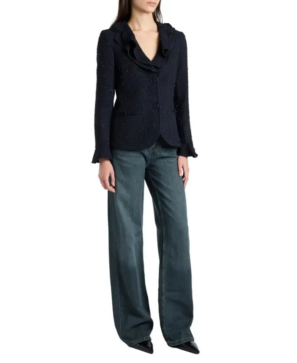 Santorelli Celeste Ruffle Tweed Jacket