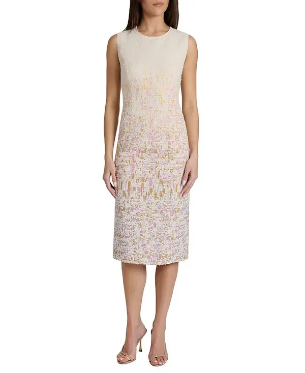 Santorelli Britta Midi Sheath Dress In Ombre Jacquard - Pearl