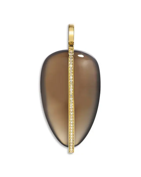BY PARIAH 14k Yellow Smoky Quartz & Diamond Pebble Pendant - Gold