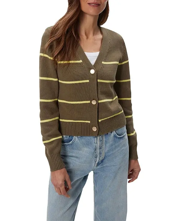 Michael Stars Tracey Button-down Crop Cardigan Sweater - Caper/buttercup