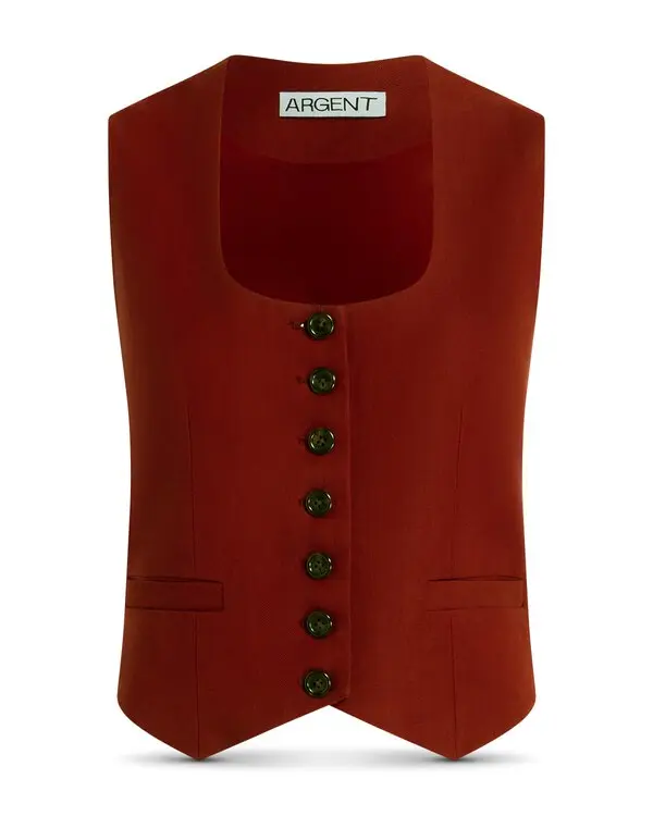 ARGENT Scoop Neck Waistcoat - Maroon