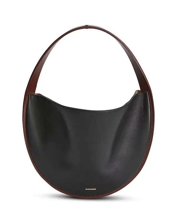 JIL SANDER Pivot Medium Leather Hobo Bag - Black