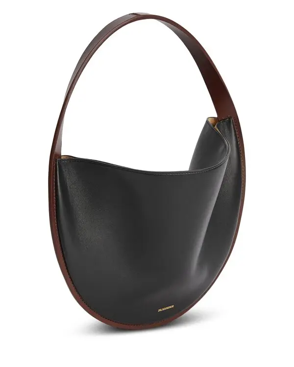JIL SANDER Pivot Medium Leather Hobo Bag - Black