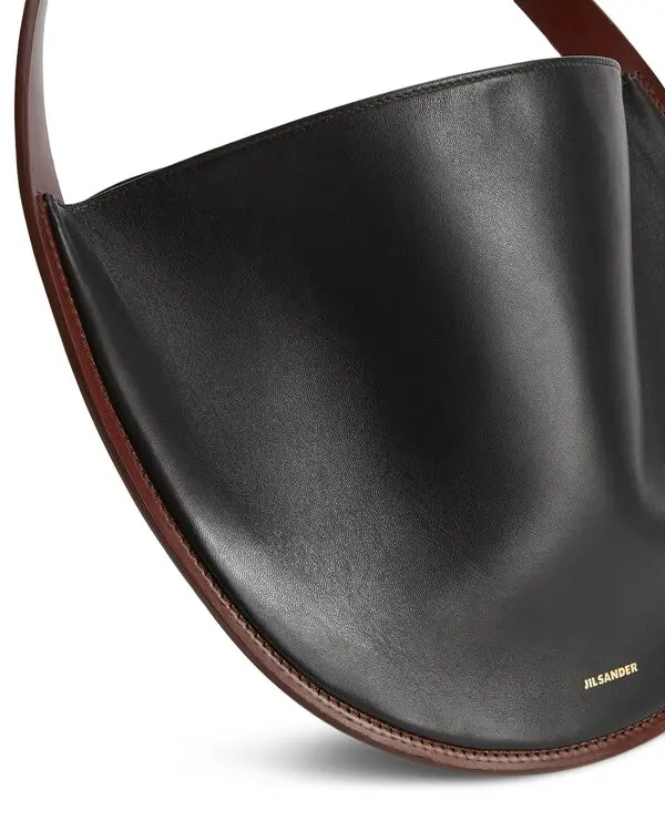 JIL SANDER Pivot Medium Leather Hobo Bag - Black