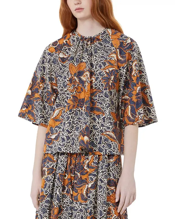 Max Mara Printed Cotton Top - Navy