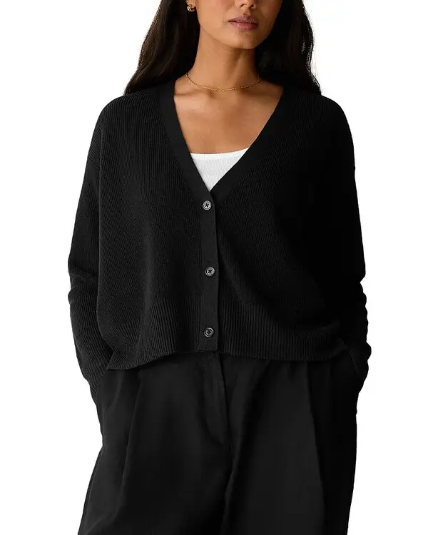 Eileen Fisher V-neck Cardigan Sweater - Black