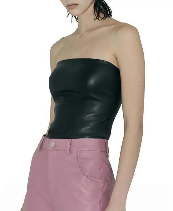 AS By DF Cinematique Stretch Leather Bustier - Black