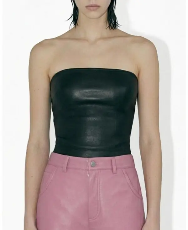 AS By DF Cinematique Stretch Leather Bustier - Black