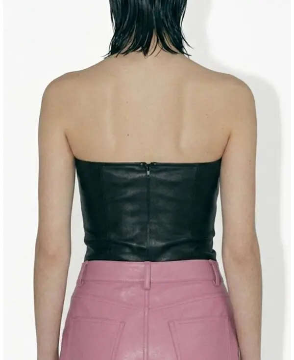 AS By DF Cinematique Stretch Leather Bustier - Black