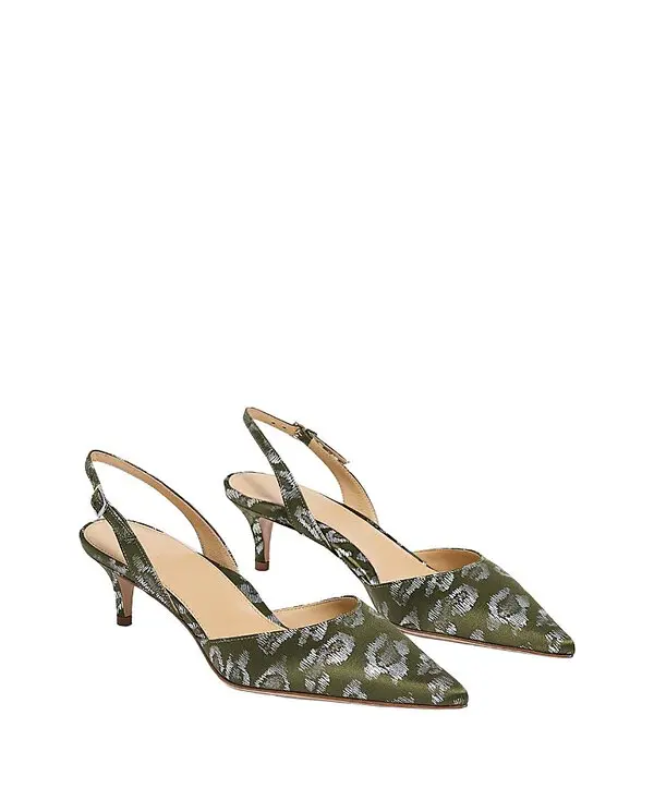 Marion Parke Classic Silk 45 Slingback Pump - Green Leopard