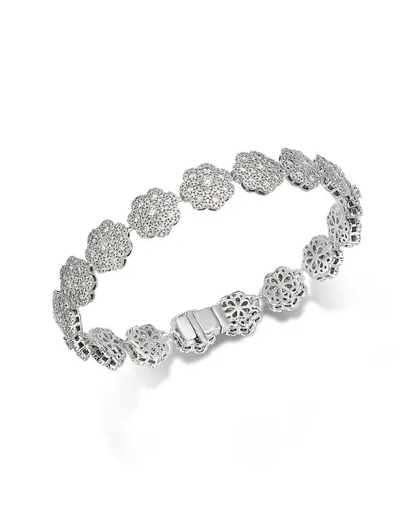 Bloomingdale'S 14k Diamond Flower Link Bracelet 5.0 Tcw - White Gold