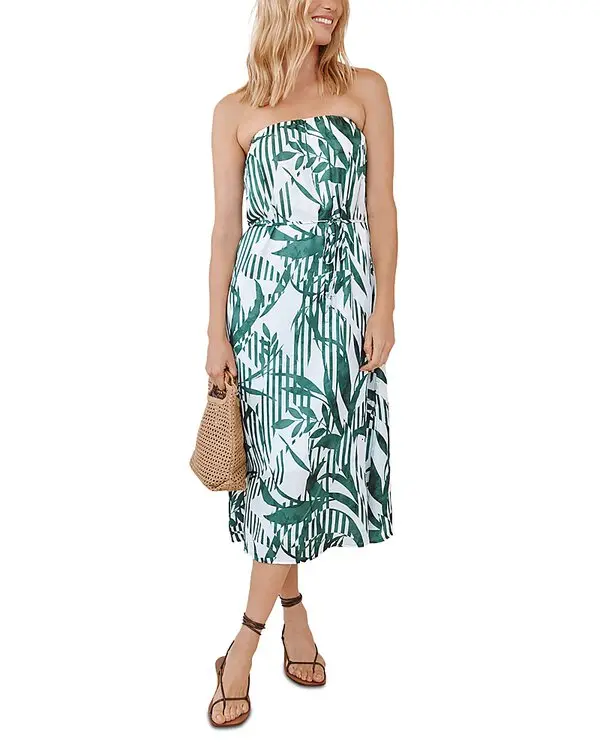 Bella Dahl Flowy Strapless Midi Dress - Palm Paradise