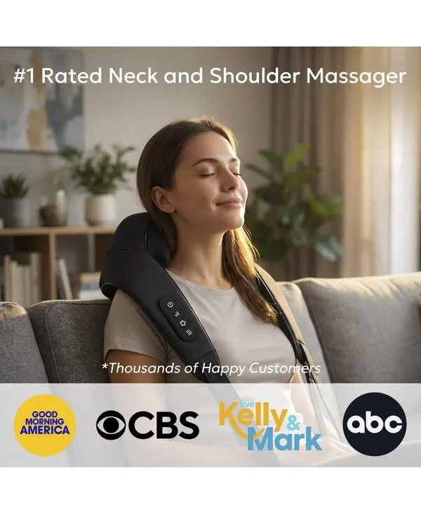 MIKO Wave Heated Neck & Back Massager With Heat, Cordless And Hands-free