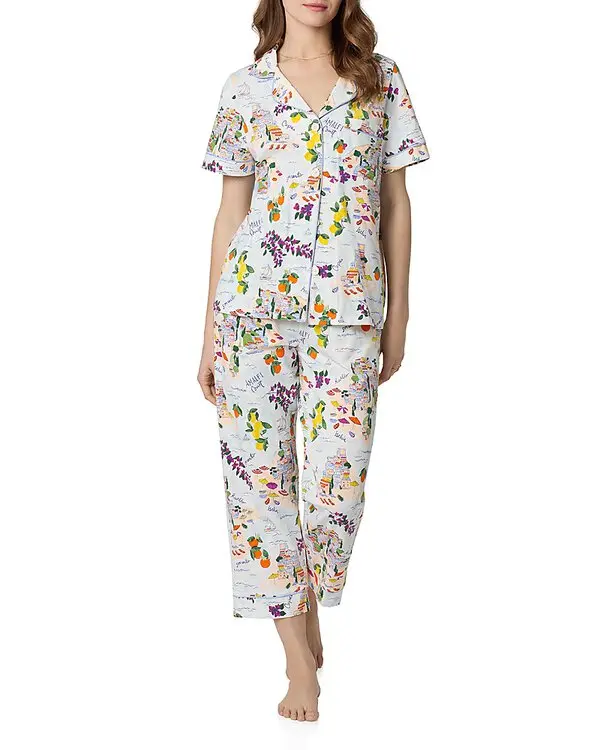 BEDHEAD PAJAMAS Stretch Jersey Cropped Pajama Set - Amalfi Escape