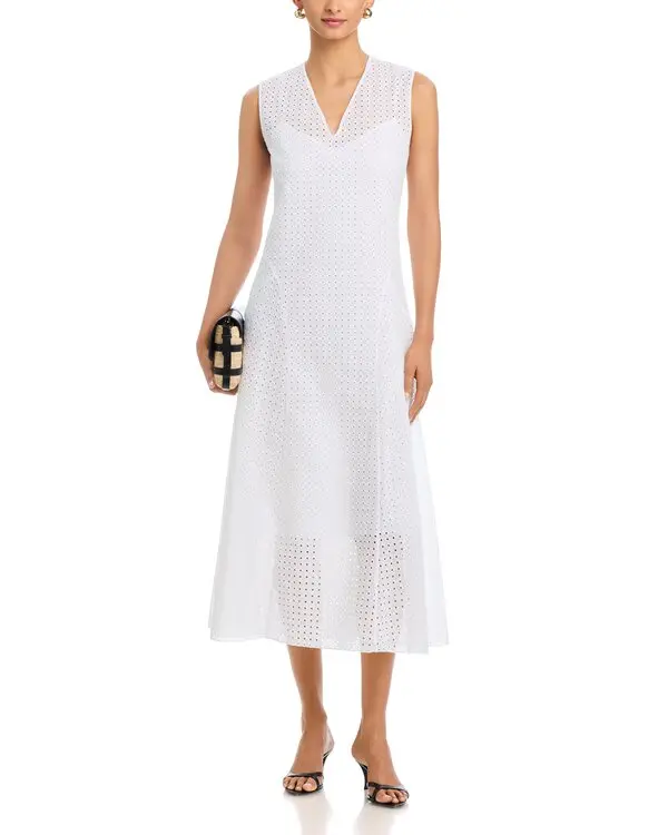 Theory Embroidered Midi Dress - White