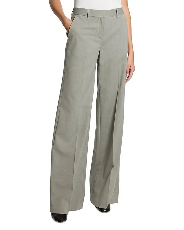 Theory Fluid Flare Wool Gabardine Pants - Vetiver Melange
