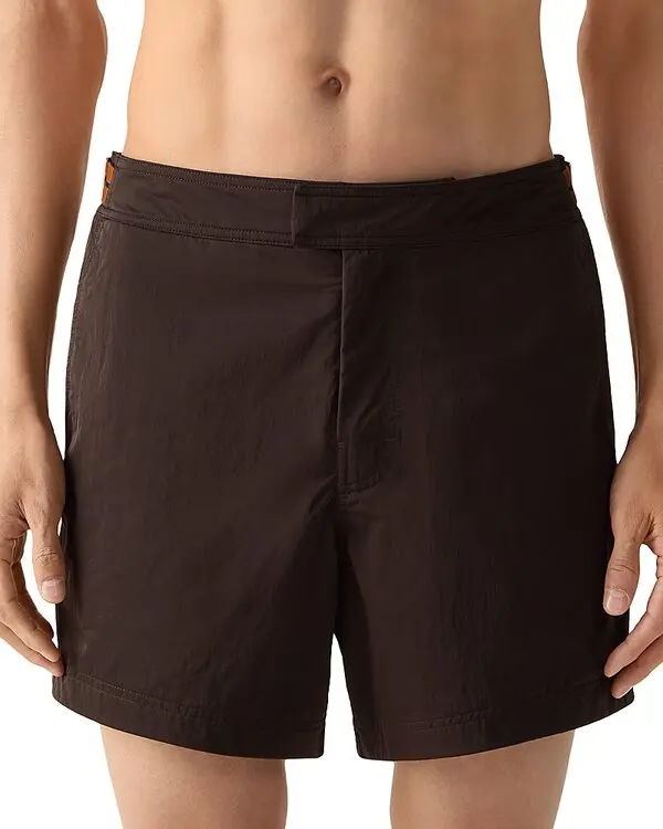 Zegna Road Brand Mark Rio Swim Trunks - Dark Brown
