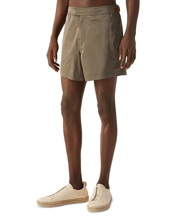 Zegna Road Brand Mark Rio Swim Trunks - Dark Taupe