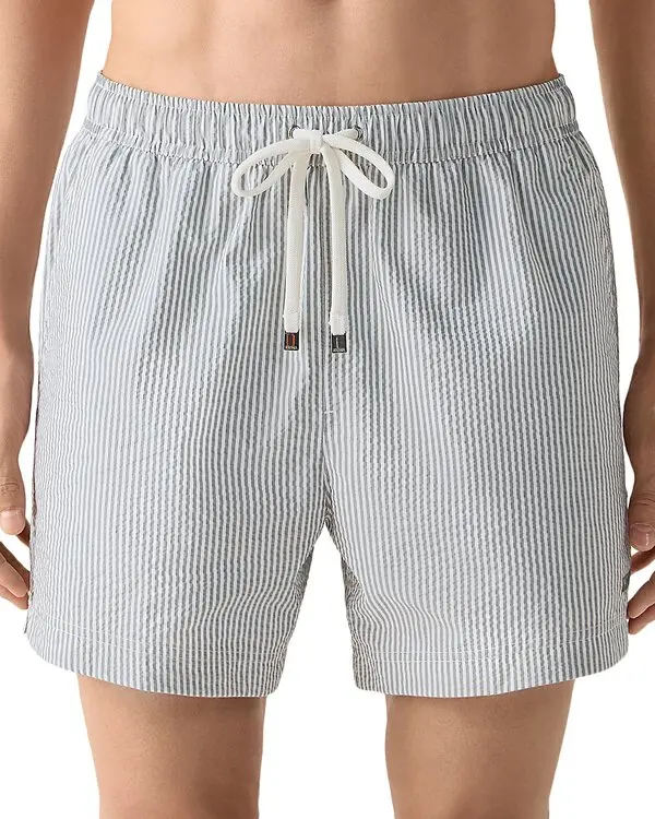 Zegna Striped Regular Fit Swim Trunks - Dark Taupe