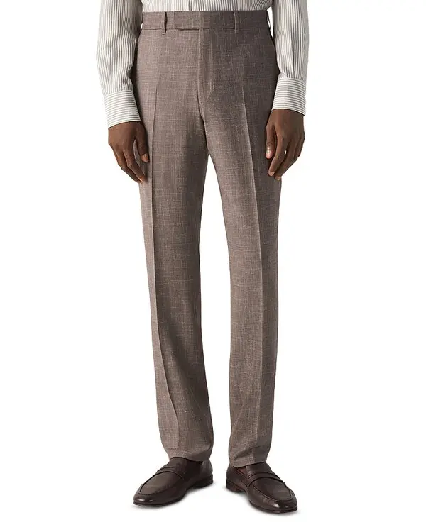 Zegna Slim Fit Pleat Trousers - Brown