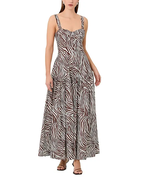 NICHOLAS Valeria Sleeveless Midi Dress - Striata Print