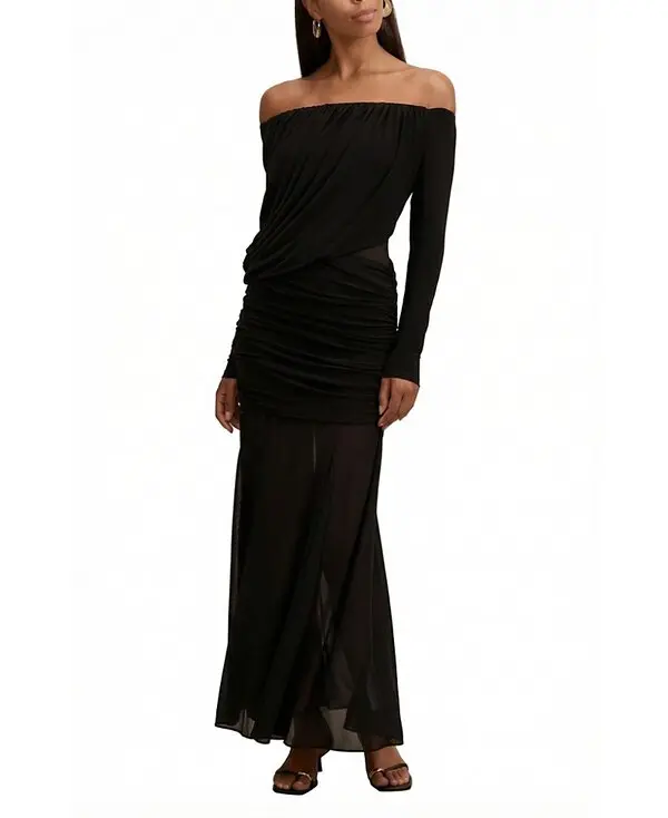 EVER NEW Belinda Bardot Draped Maxi Dress - Black
