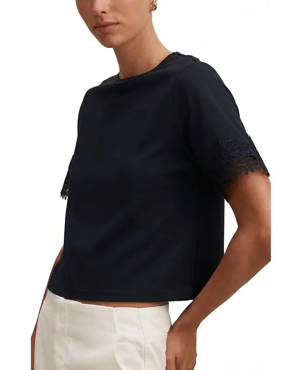 EVER NEW Rosemary Lace Trimmed Tee
