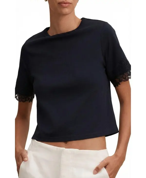 EVER NEW Rosemary Lace Trimmed Tee