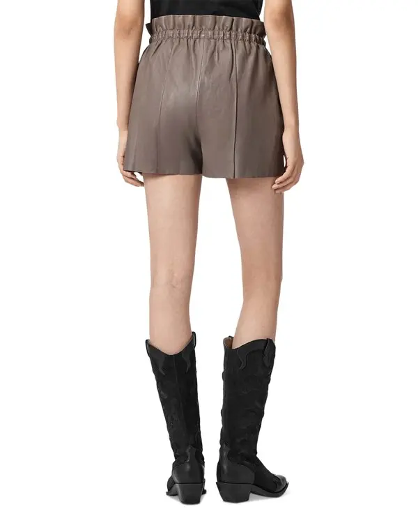 ALLSAINTS Fran Leather Shorts - Mole Brown