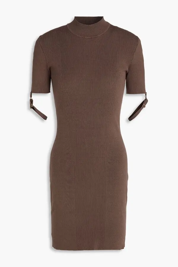 Jacquemus Torre Ribbed-knit Mini Dress - Brown