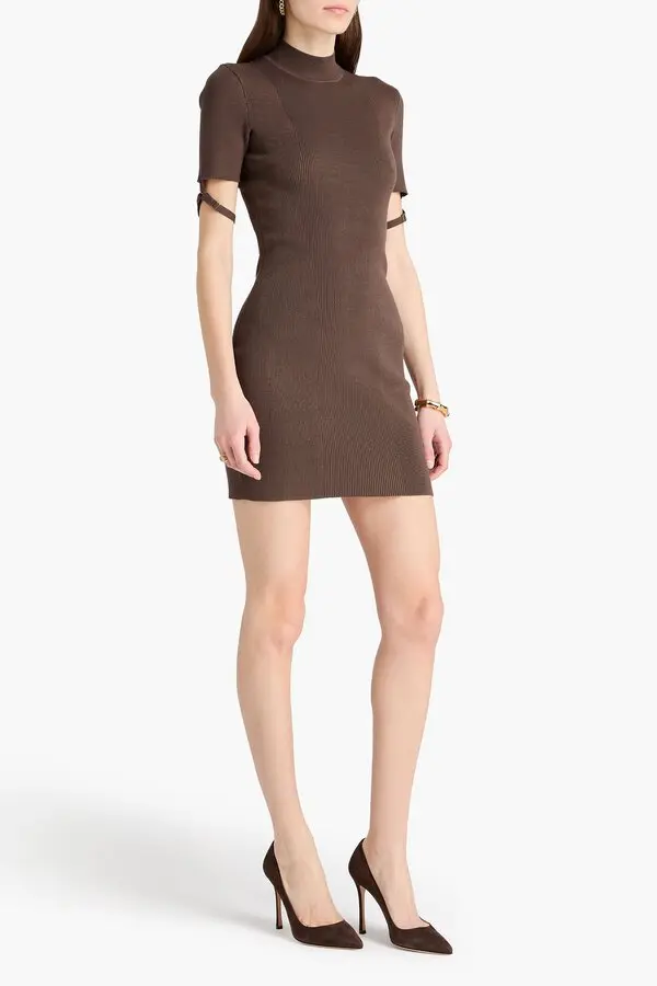 Jacquemus Torre Ribbed-knit Mini Dress - Brown