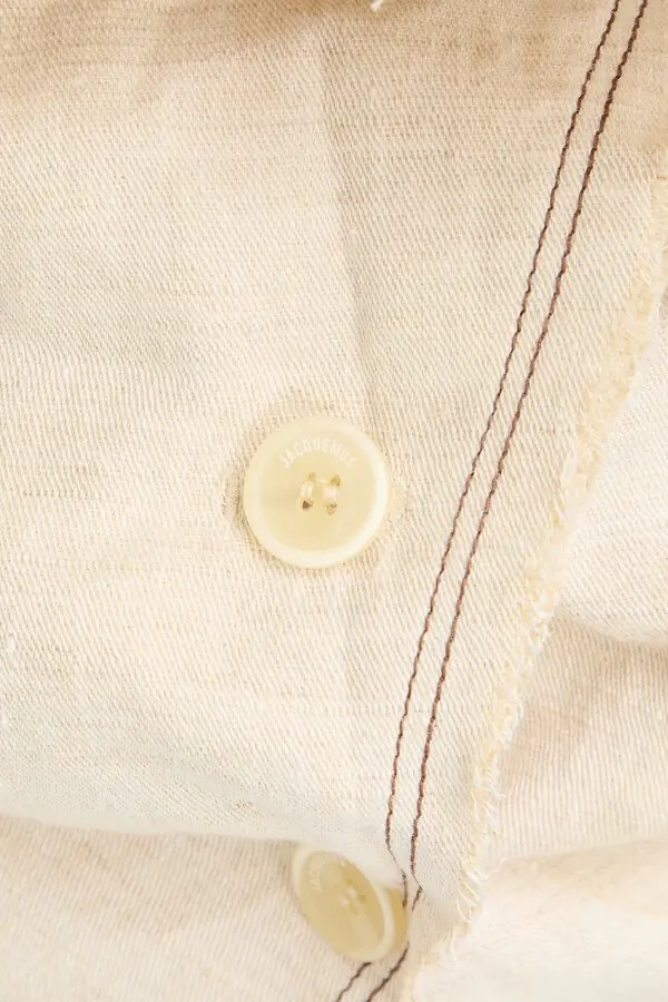 Jacquemus Camargue Off-the-shoulder Linen And Silk-blend Jacket