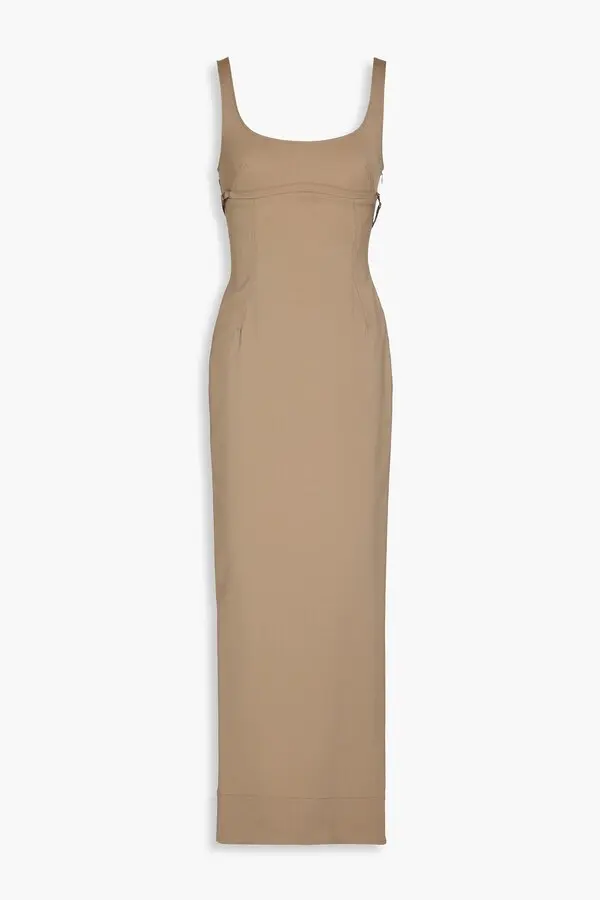 Jacquemus Valdu Cutout Wool-blend Twill Maxi Dress - Sand
