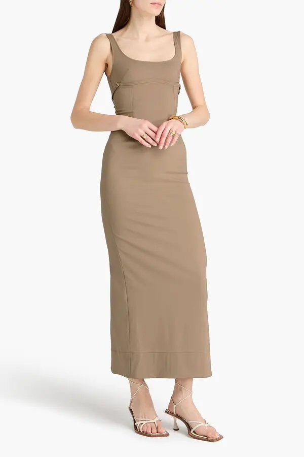 Jacquemus Valdu Cutout Wool-blend Twill Maxi Dress - Sand