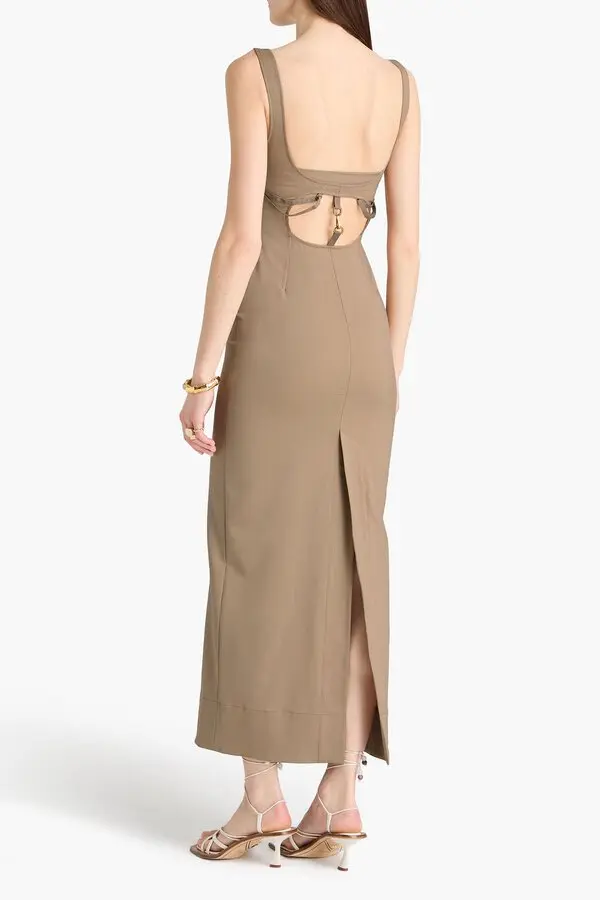 Jacquemus Valdu Cutout Wool-blend Twill Maxi Dress - Sand