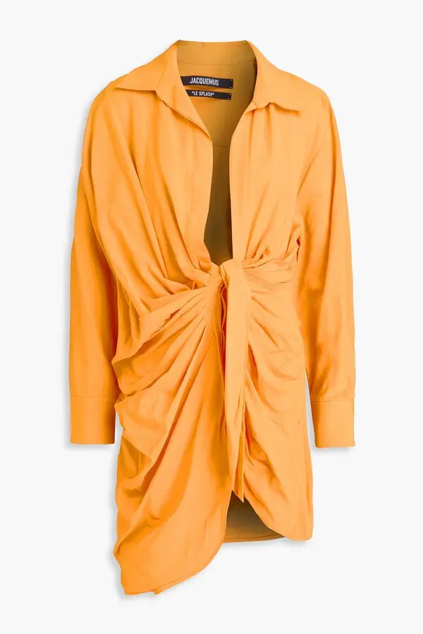 Jacquemus Bahia Draped Mini Shirtdress - Orange